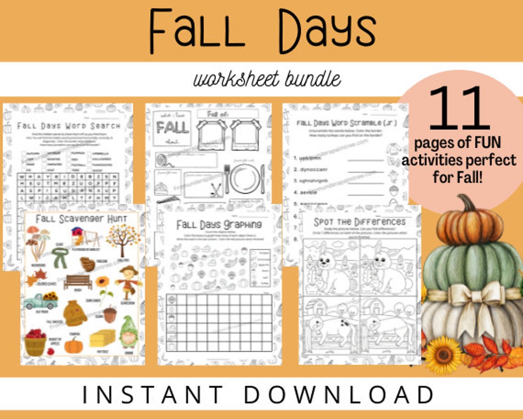 Fall Worksheet Bundle, Fall Workbook, Kindergarten Worksheets ...