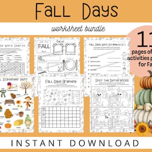 Fall Worksheet Bundle, Fall Workbook, Kindergarten Worksheets ...