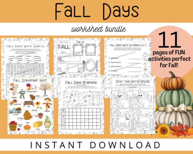 Fall Worksheet Bundle, Fall Workbook, Kindergarten Worksheets ...