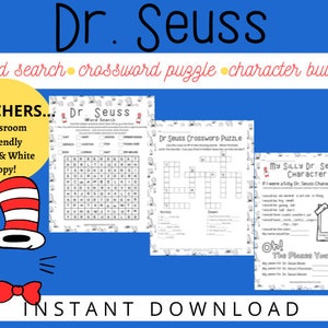Dr Seuss Word Search,dr Seuss Character,word Search,seuss Crossword ...