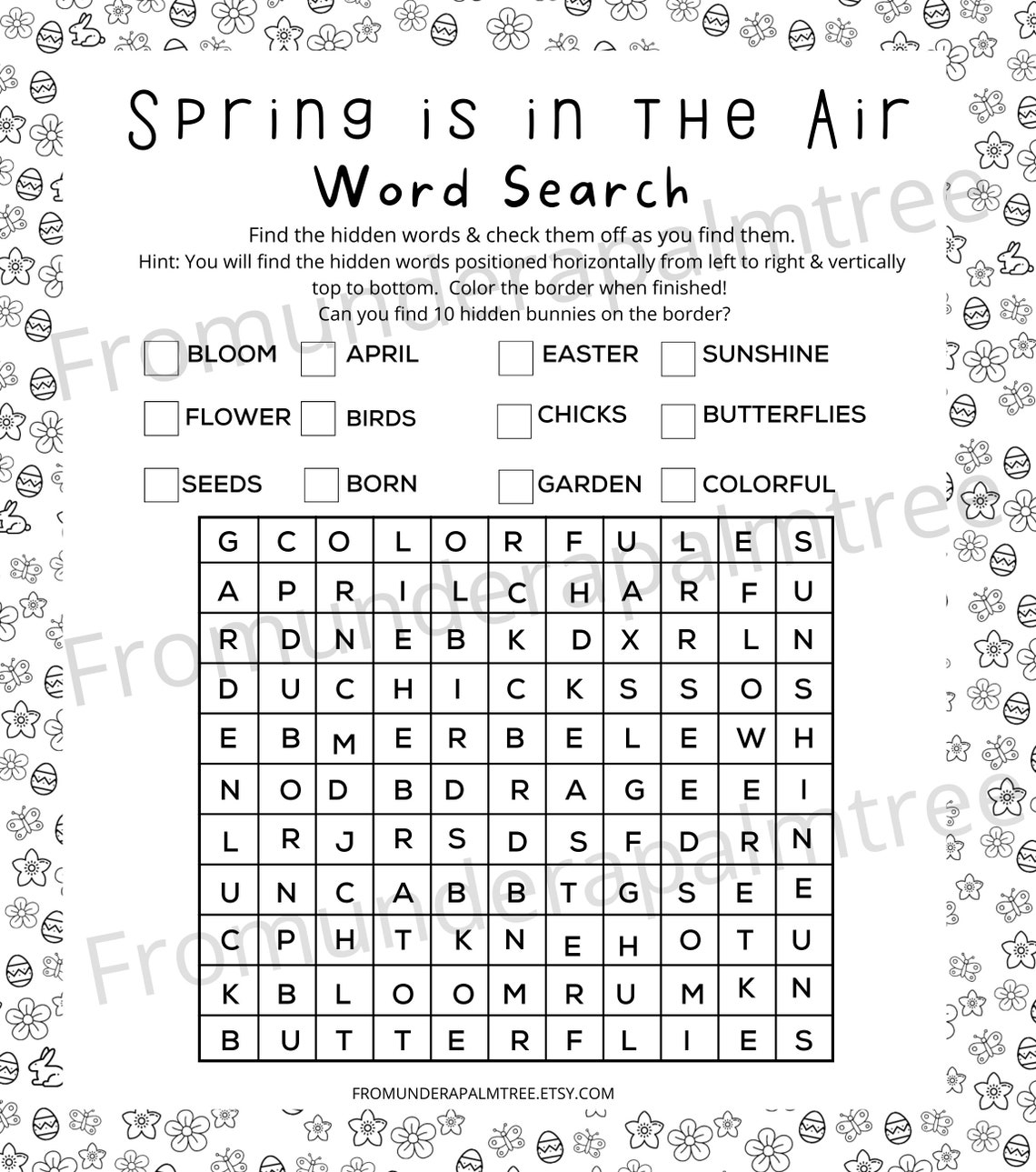Spring Word Search, Kids Word Search, Learning Worksheets, Spring ...