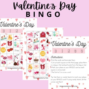 Valentine's Day Bingo Printable,digital Game for Kids,valentines Day ...