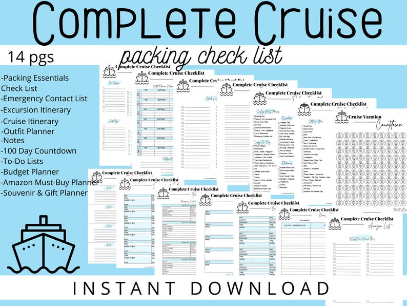 Cruise Packing Checklist: 14-page Planner (digital Download) - Etsy