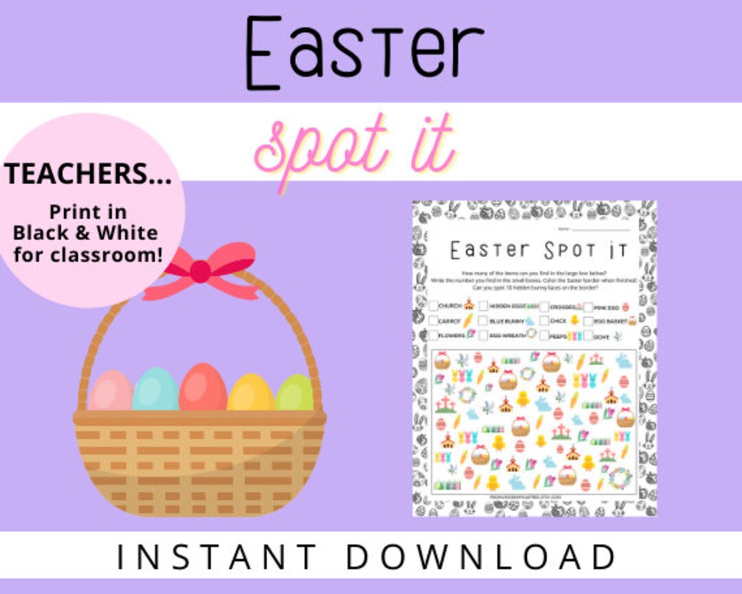 Easter Spot It Printable Game, Kids Printable Game, Kids Printable ...