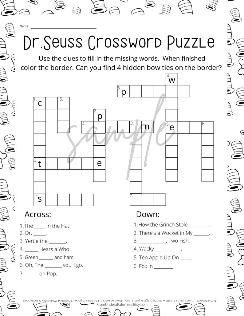 Dr Seuss Word Search,dr Seuss Character,word Search,seuss Crossword ...