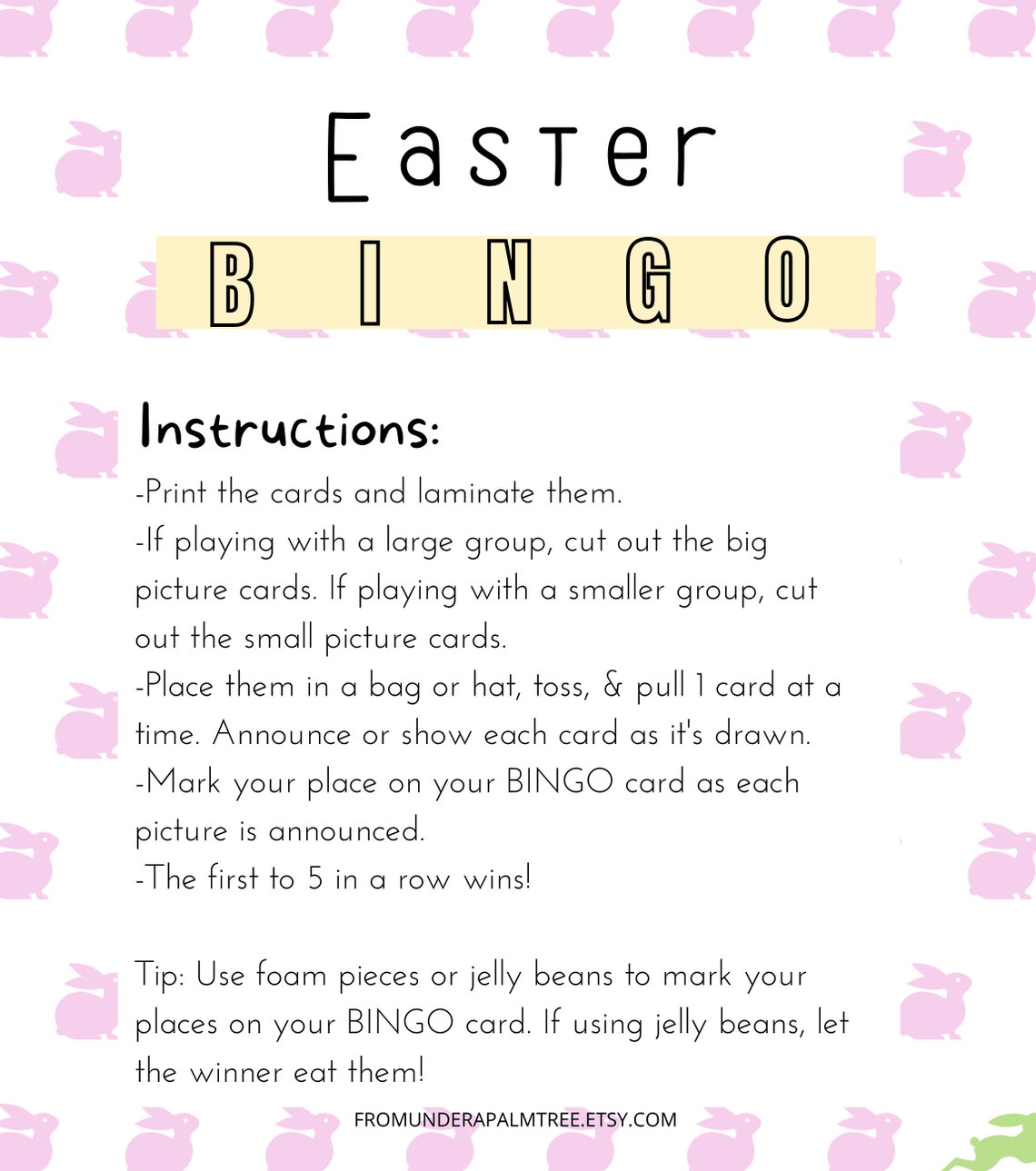 Easter Bingo Printable, Easter Game, Printable Games for Kids, Bingo ...