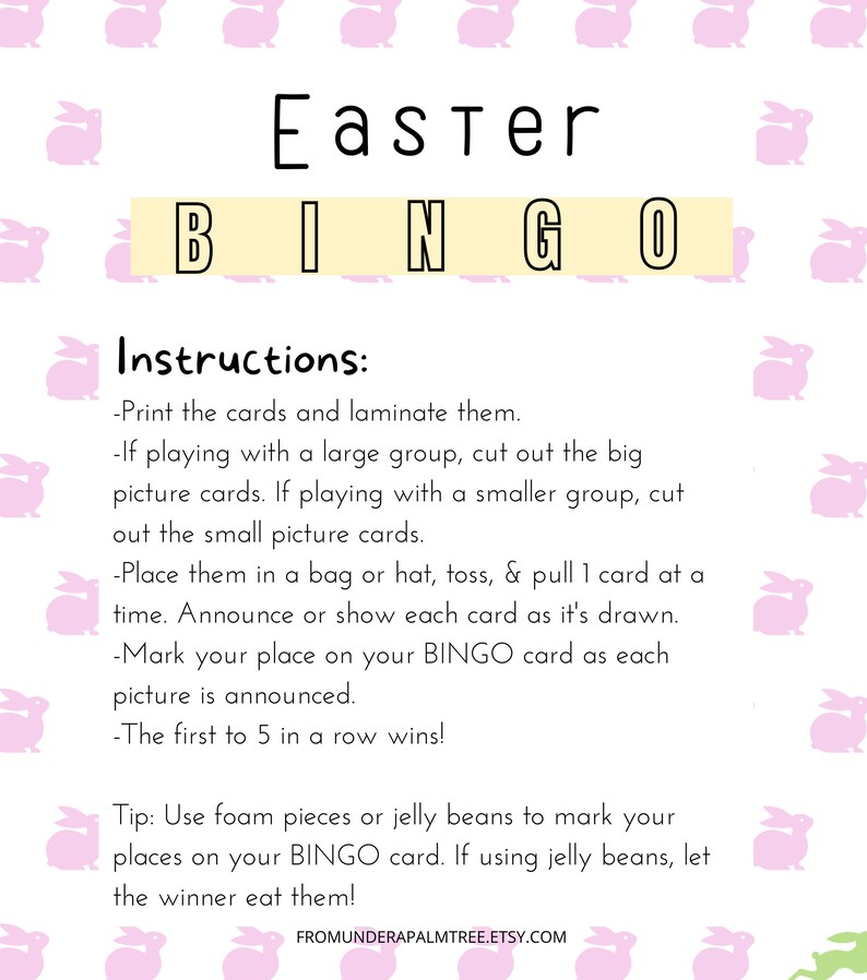 Easter Bingo Printable, Easter Game, Printable Games for Kids, Bingo ...