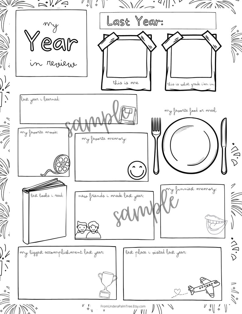 New Years Printables for Kids,new Years Worksheets,new Years Goals,new ...