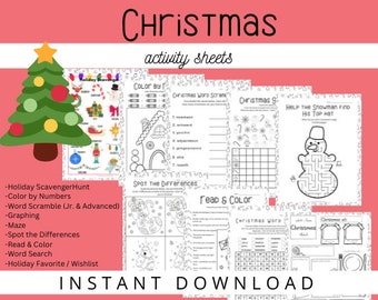 Kindergarten Christmas Worksheets - Etsy