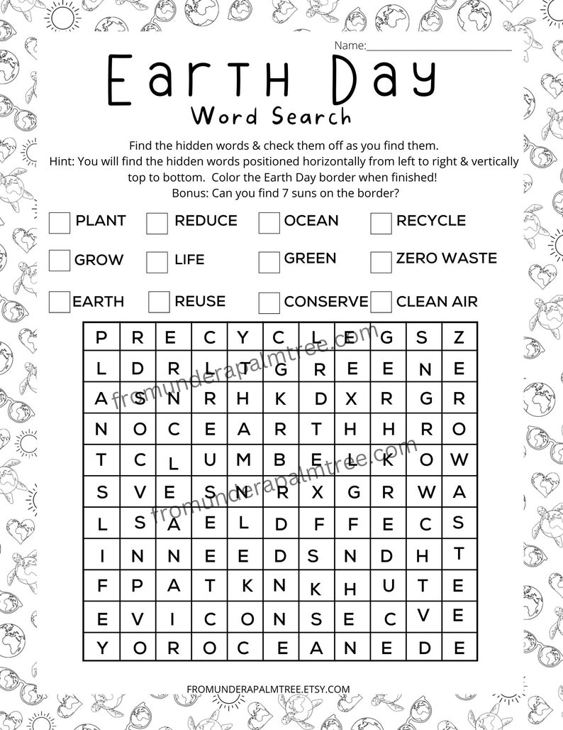 Earth Day Worksheets,earth Day Word Search,earth Day Game,earth Day ...