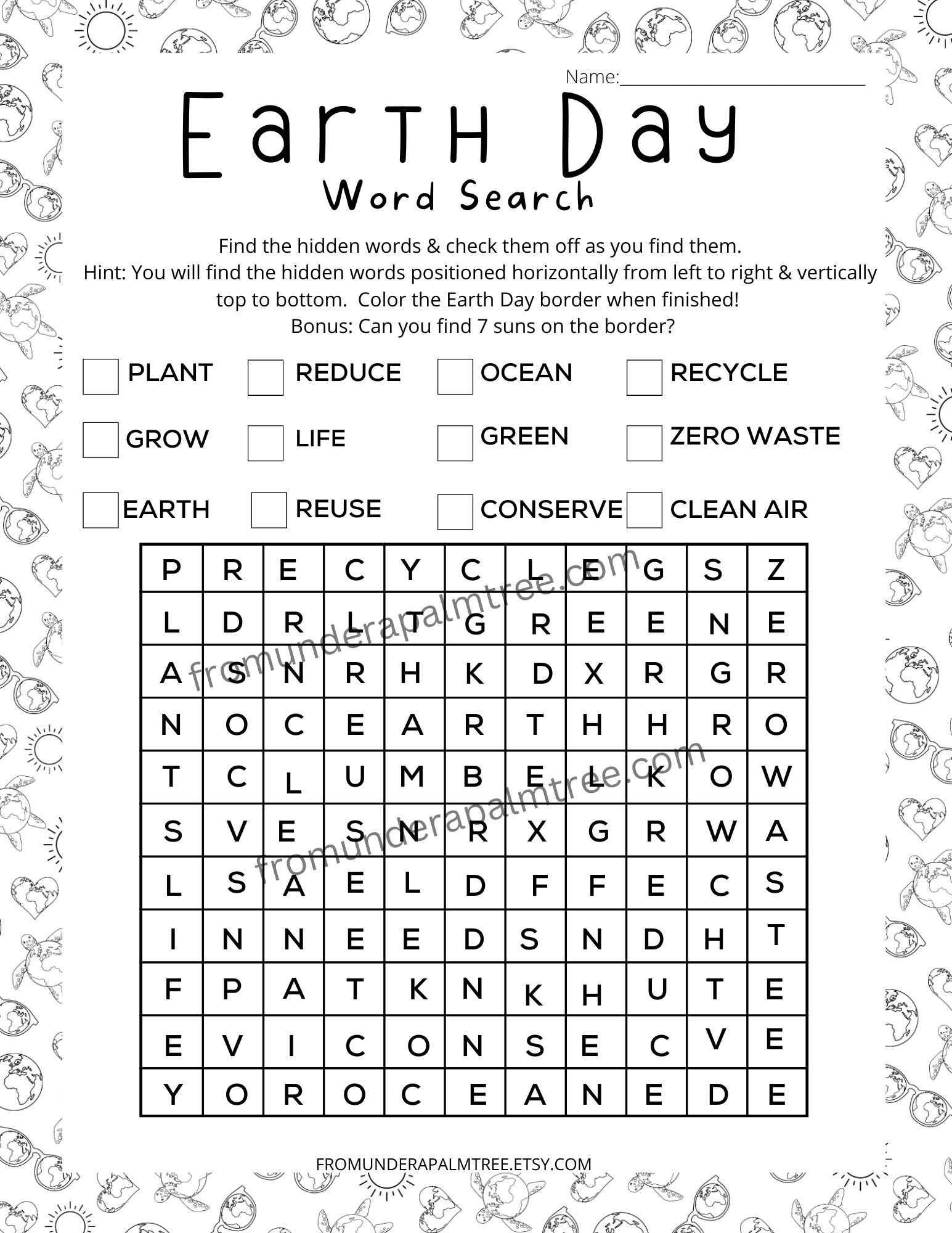 Earth Day Worksheets,earth Day Word Search,earth Day Game,earth Day ...
