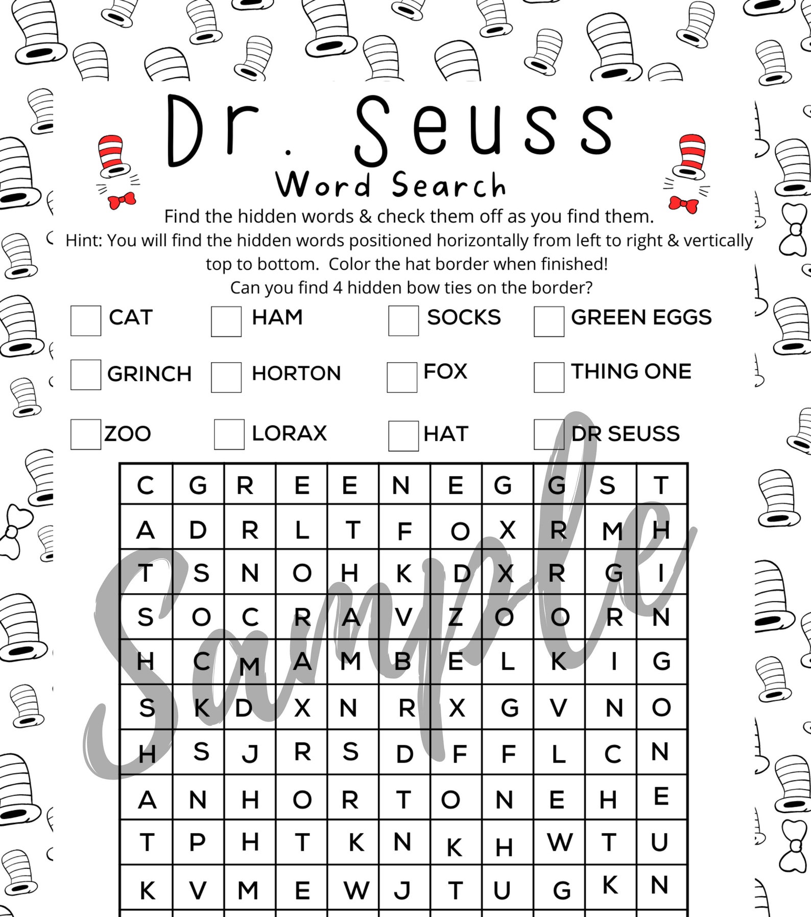 Dr Seuss Word Search,dr Seuss Character,word Search,seuss Crossword ...