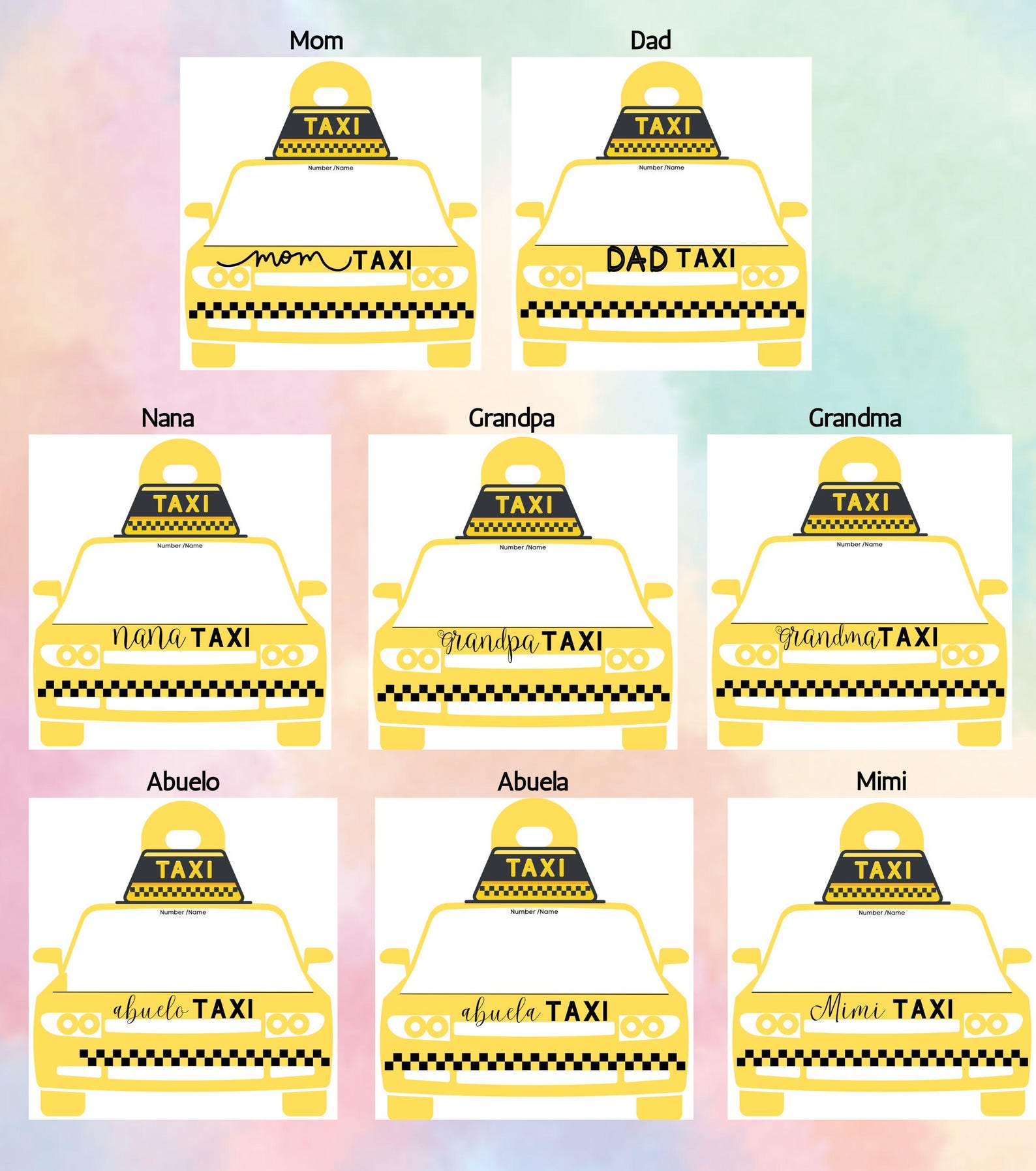 Car Rider Pick up Tag: Mom, Dad, Nana, Abuela (digital Download) - Etsy