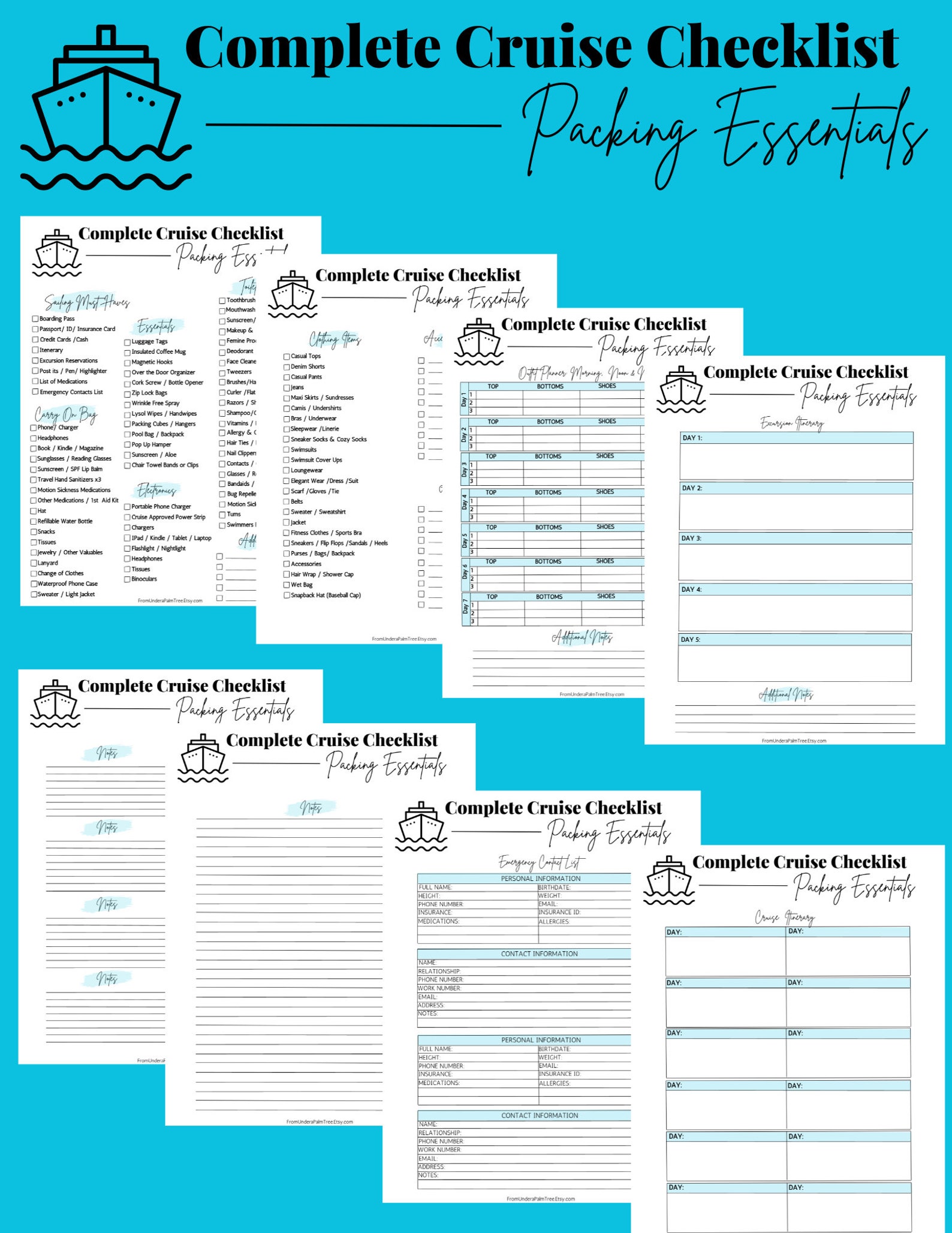Cruise Packing Check List,cruise Essential List,printable Cruise ...