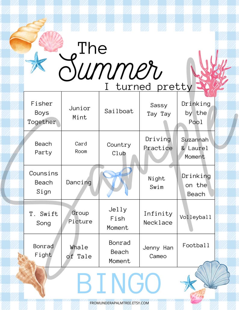 The Summer I Turned Pretty Watch Party Set: Bingo & Place Cards ...