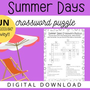 Summer Crossword Puzzle, Kids Crossword Puzzle, Learning Worksheets ...