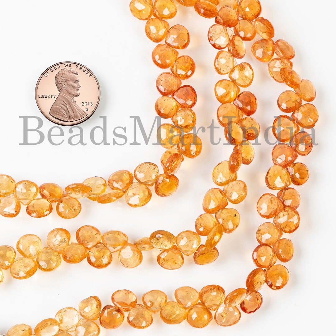 Natural Imperial Topaz Faceted Heart Beads, Imperial Topaz Gemstone ...