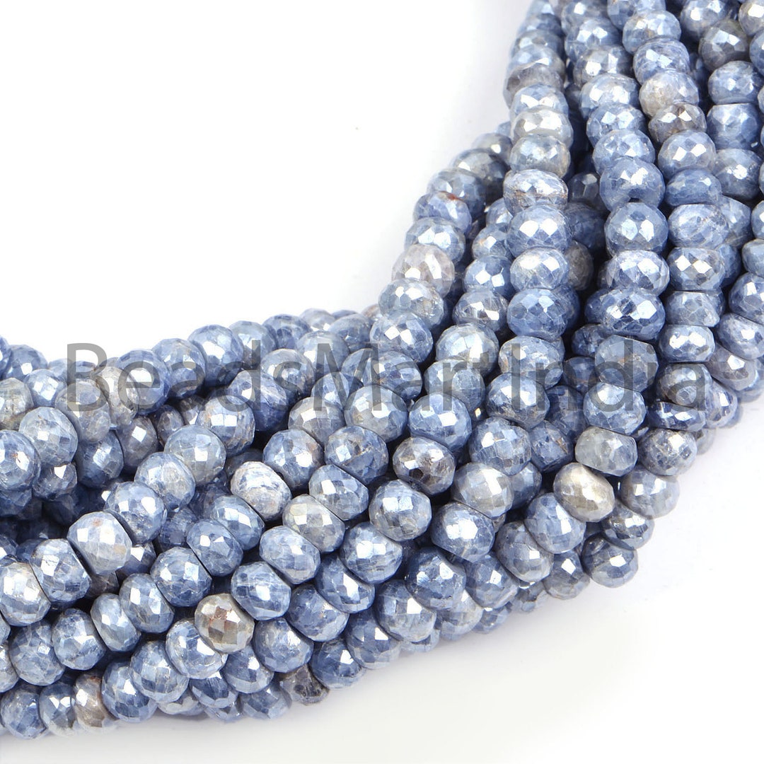 Blue Silverite Faceted Rondelle Beads 5-6Mm Blue Silverite - Etsy 日本