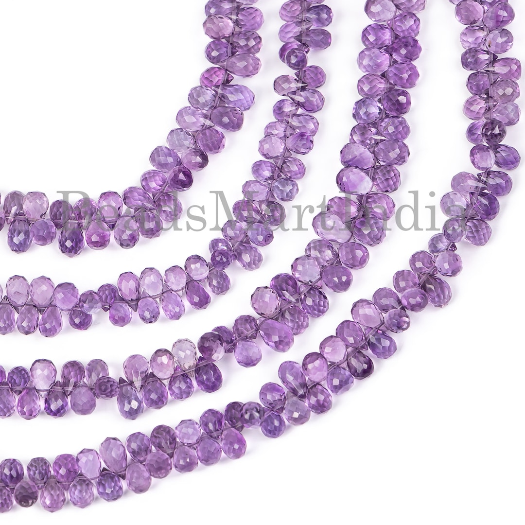 Amethyst Faceted Drop Beads, 4x6-4x7mm Amethyst Faceted Beads, Amethyst ...