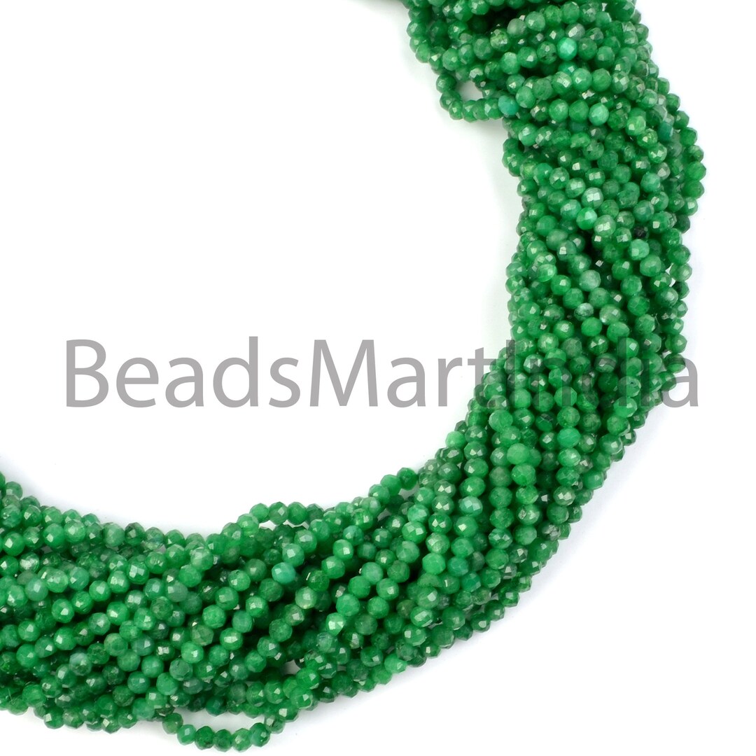 Emerald Faceted Machine Cut Round Shape Beads, 2.25 Mm Corundum Emerald ...