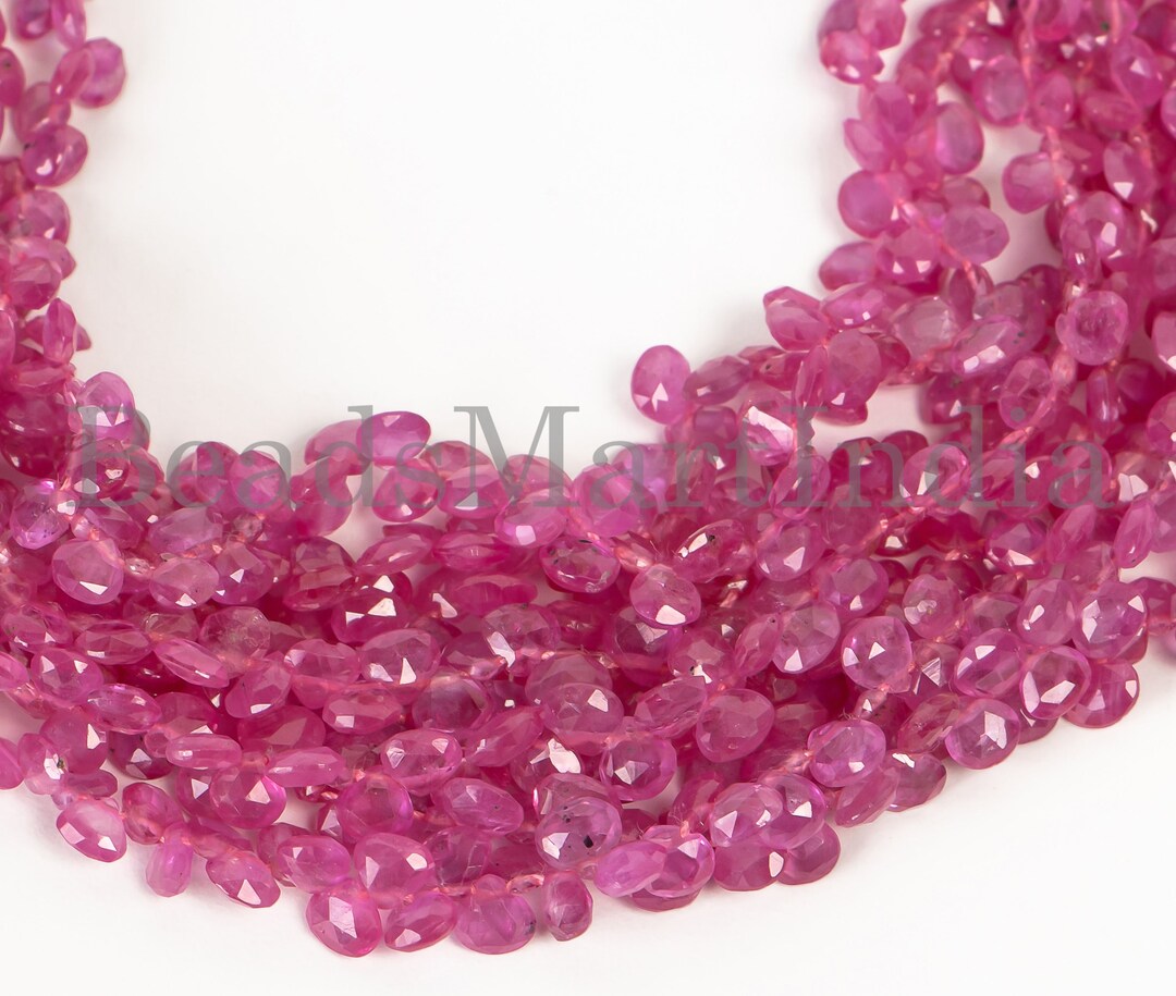 Precious Burmese Ruby Heart Briolettes, Natural Ruby Faceted Gemstone 3 ...