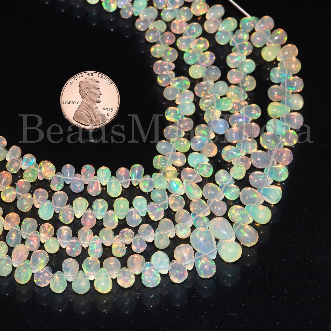 Ethiopian Fire Opal Drop Shape Beads, Natural Opal Smooth Drops, Plain ...