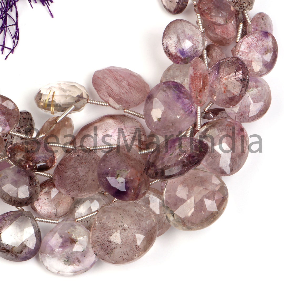 Rare Super Seven Faceted Heart Shape 8-18MM Beads, Super Seven Heart ...