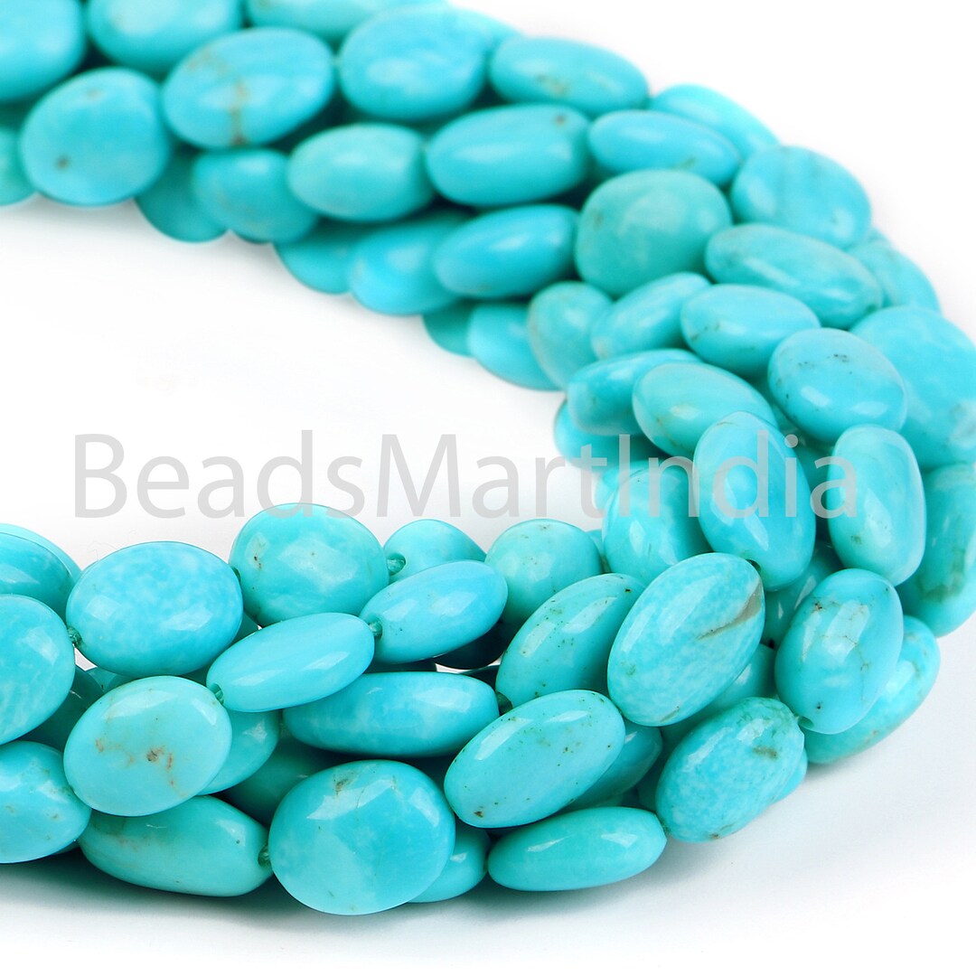 Sleeping Beauty Turquoise Plain Smooth Oval Beads, Turquoise Plain ...
