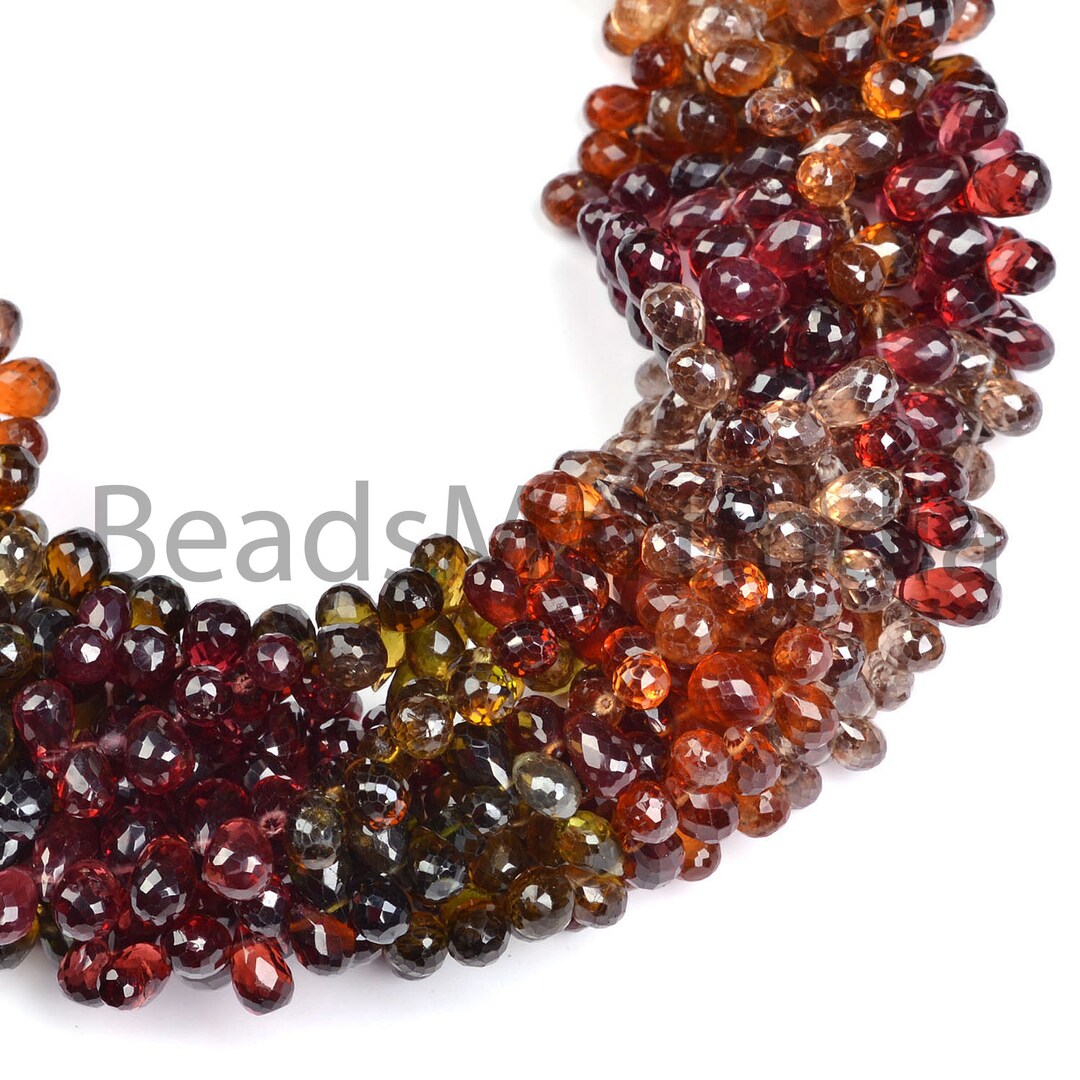 Tundra Sapphire Faceted Drop Beads, 3x5-4x6mm Sapphire Side Drill Beads ...