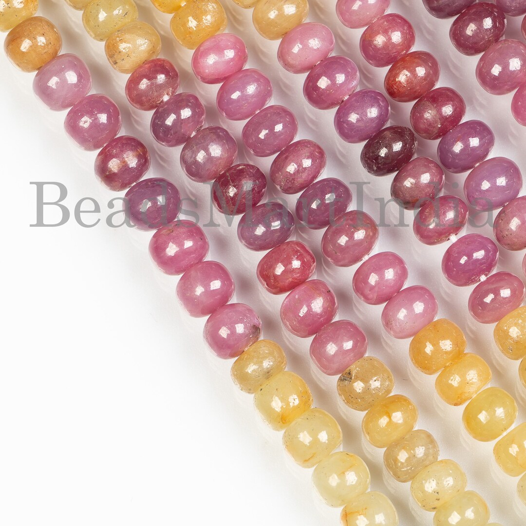 Natural Multi Sapphire Smooth Rondelle Beads, 6-6.5 Mm Multi Sapphire ...