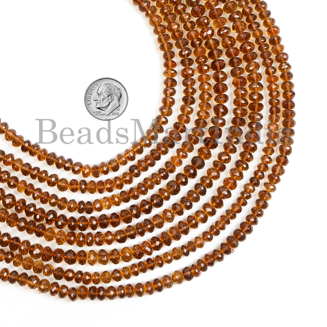 Natural Whisky Quartz Faceted Rondelle Beads, Faceted Whisky Quartz ...