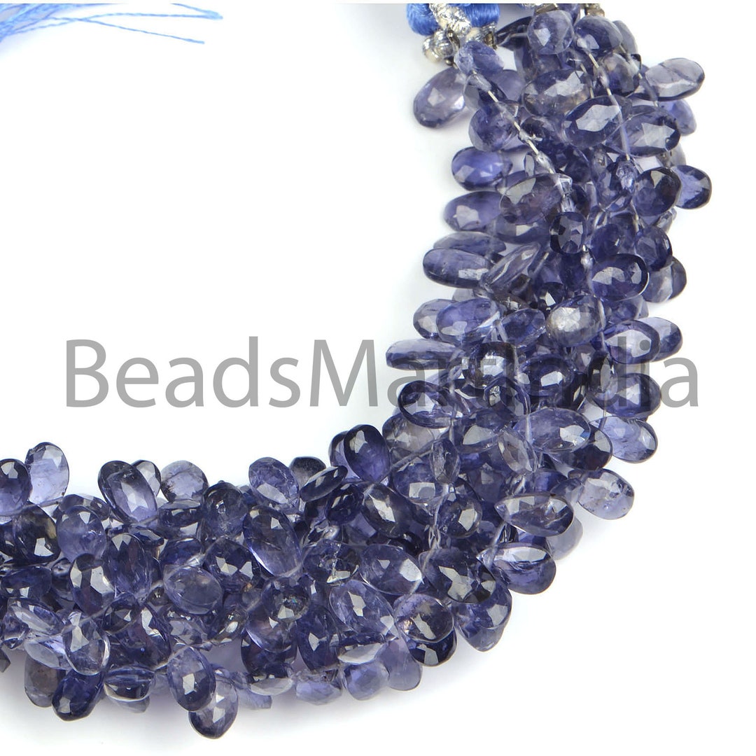Iolite Faceted Pear Shape Beads,4x6-5x8 MM Iolite Beads, Side Drill ...