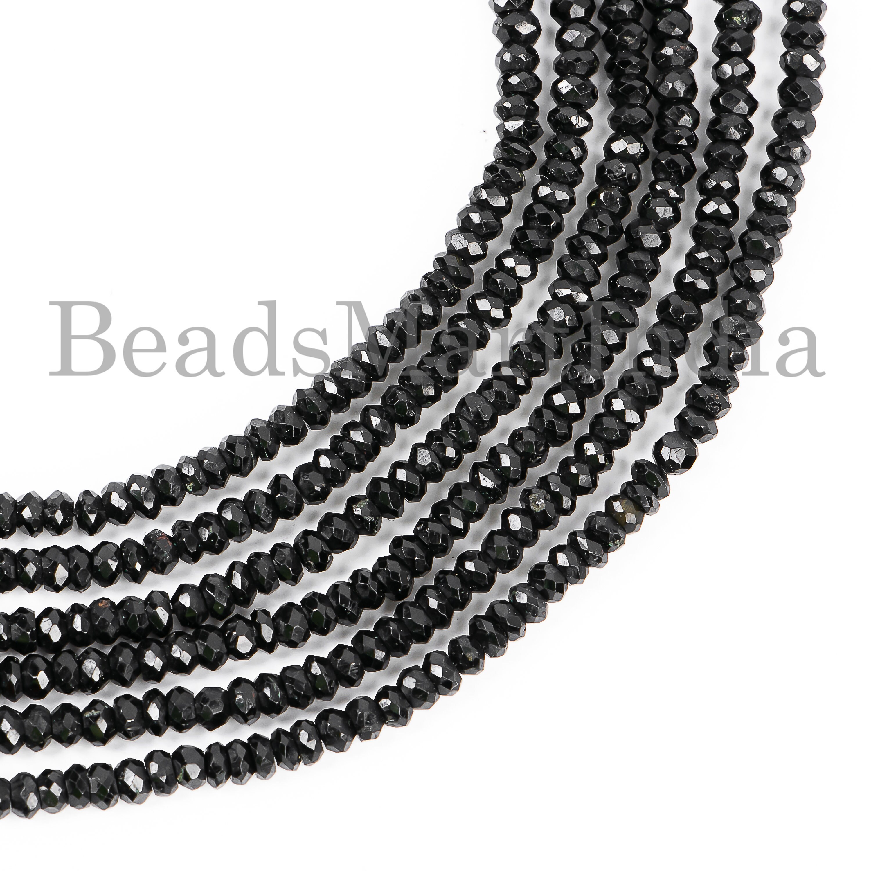 Black Tourmaline Faceted Rondelle Beads 3-3.25 Mm Tourmaline | Etsy