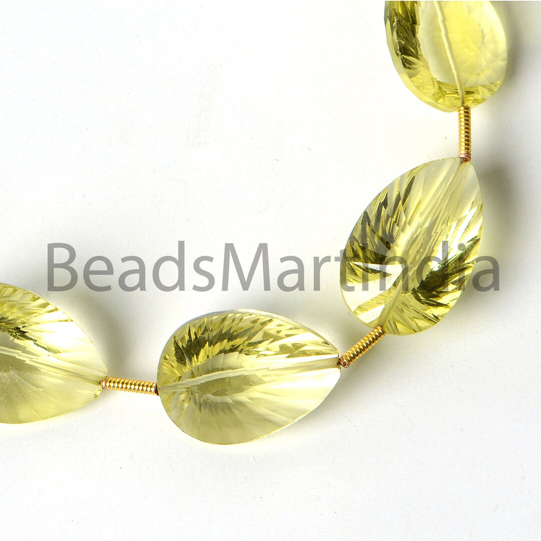 Lemon Quartz Concave Cut Pear Shape Beads, 10.5x20-12.5x18.5 Mm Quartz ...