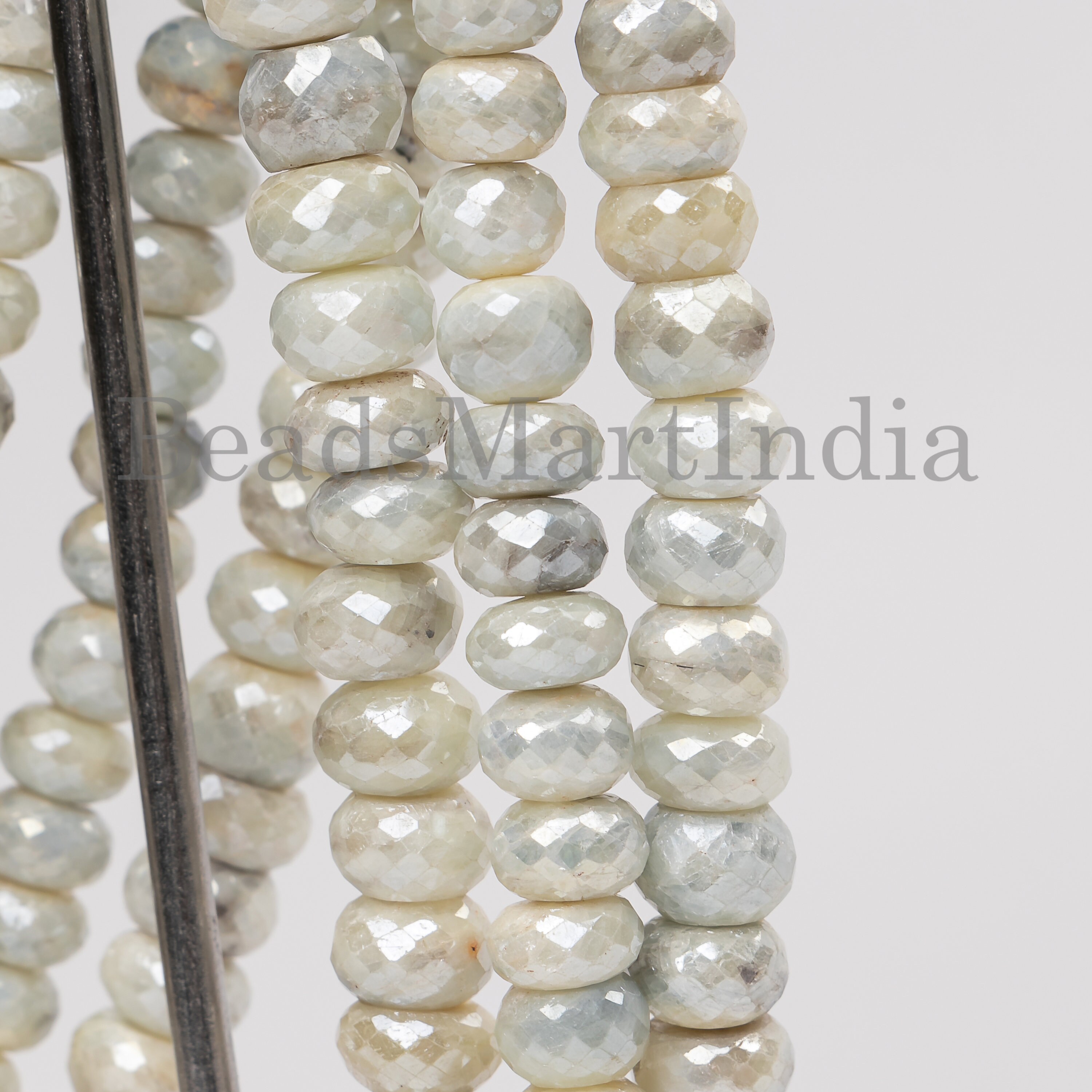 Silverite Faceted Beads Silverite Coated Sapphire Beads - Etsy UK