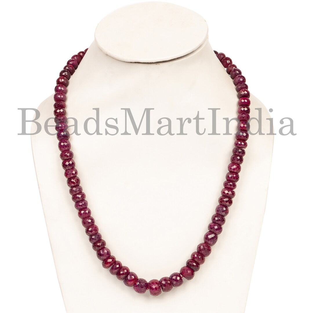 Extremely Rare Ruby Beads Necklace, High Quality Ruby Faceted Rondelle ...