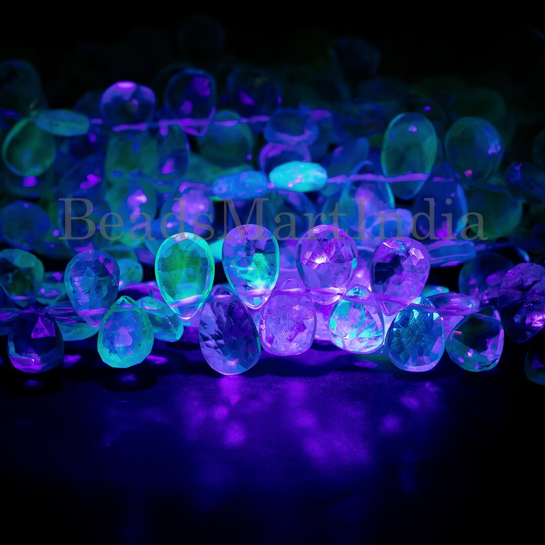 Extremely Rare Hyalite Opal Faceted Pear Beads, Fluorescent Hyalite ...
