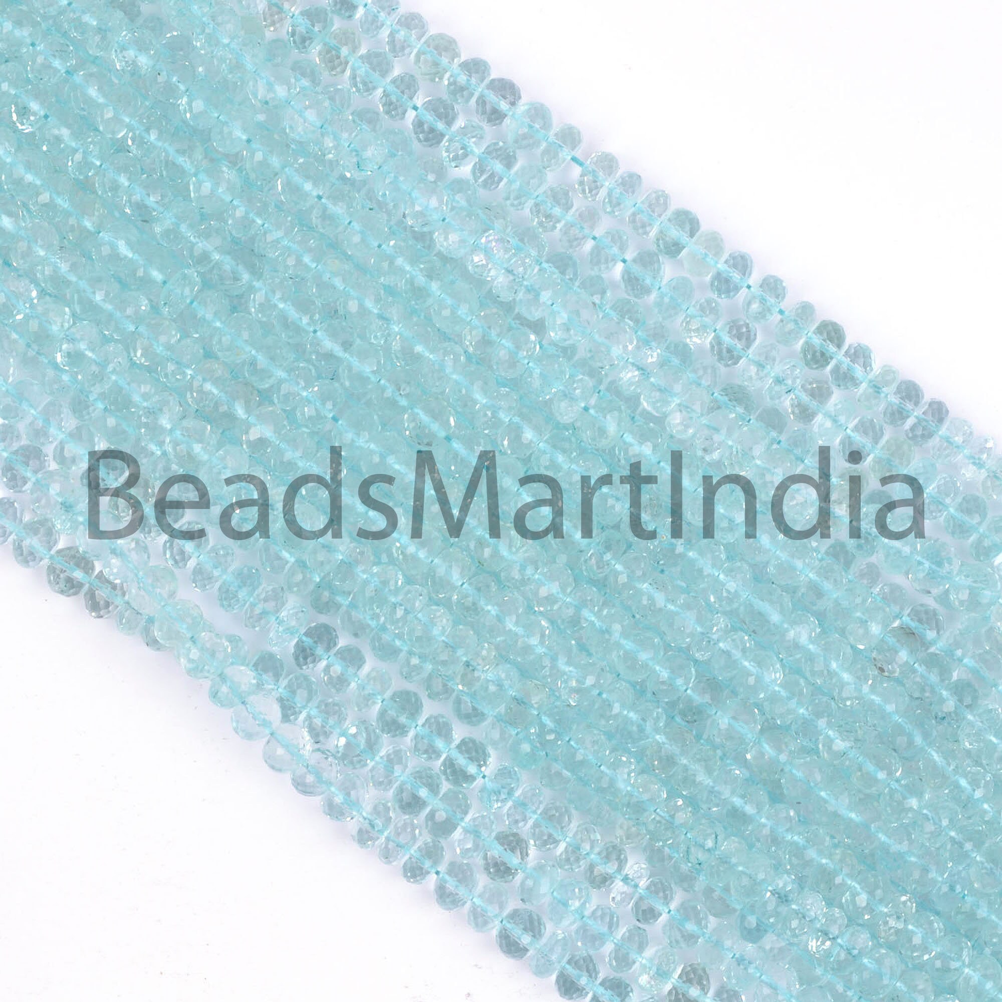 Natural Aquamarine Rondelle Shape Beads Faceted Aquamarine | Etsy