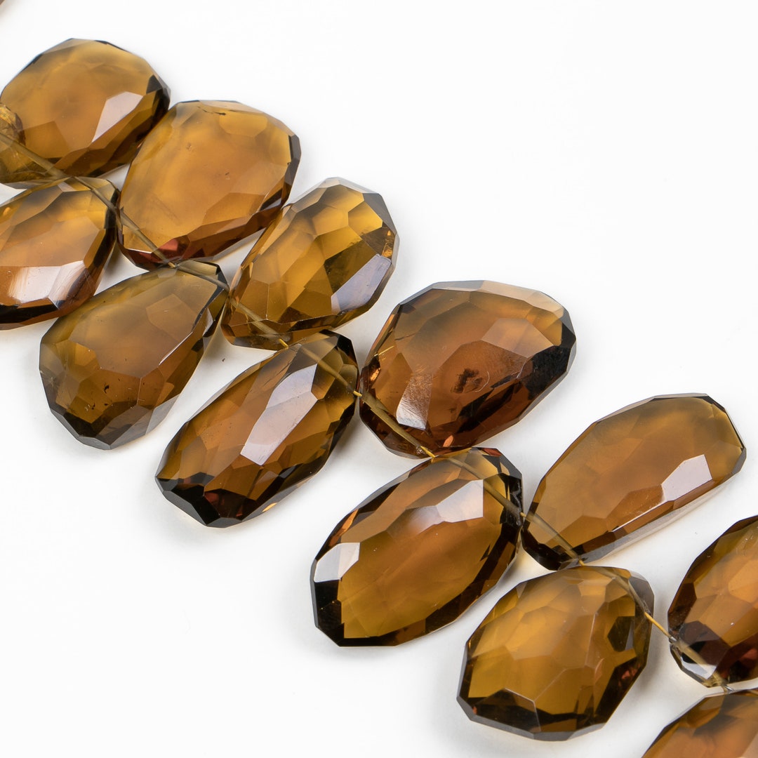 20cm Nugget Whisky Quartz Strand, Fancy Gemstone, Brown Quartzs, Earth ...