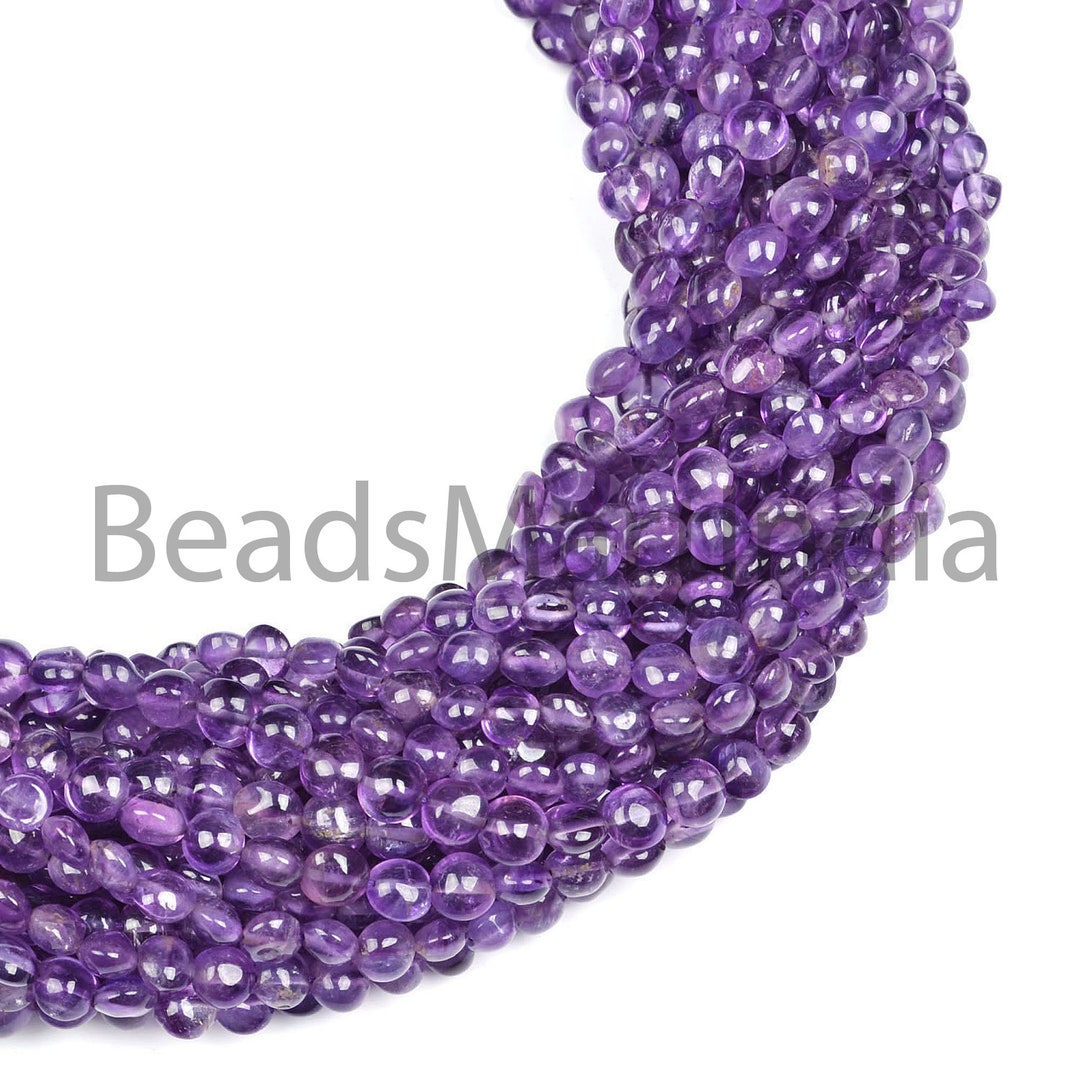 Purple Amethyst Plain Puff Coin Beads, 4-5mm Amethyst Puff Coin Beads ...