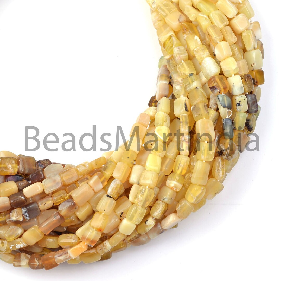 Yellow Opal Plain Long Square Shape Beads, Natural Opal Beads, Yellow ...