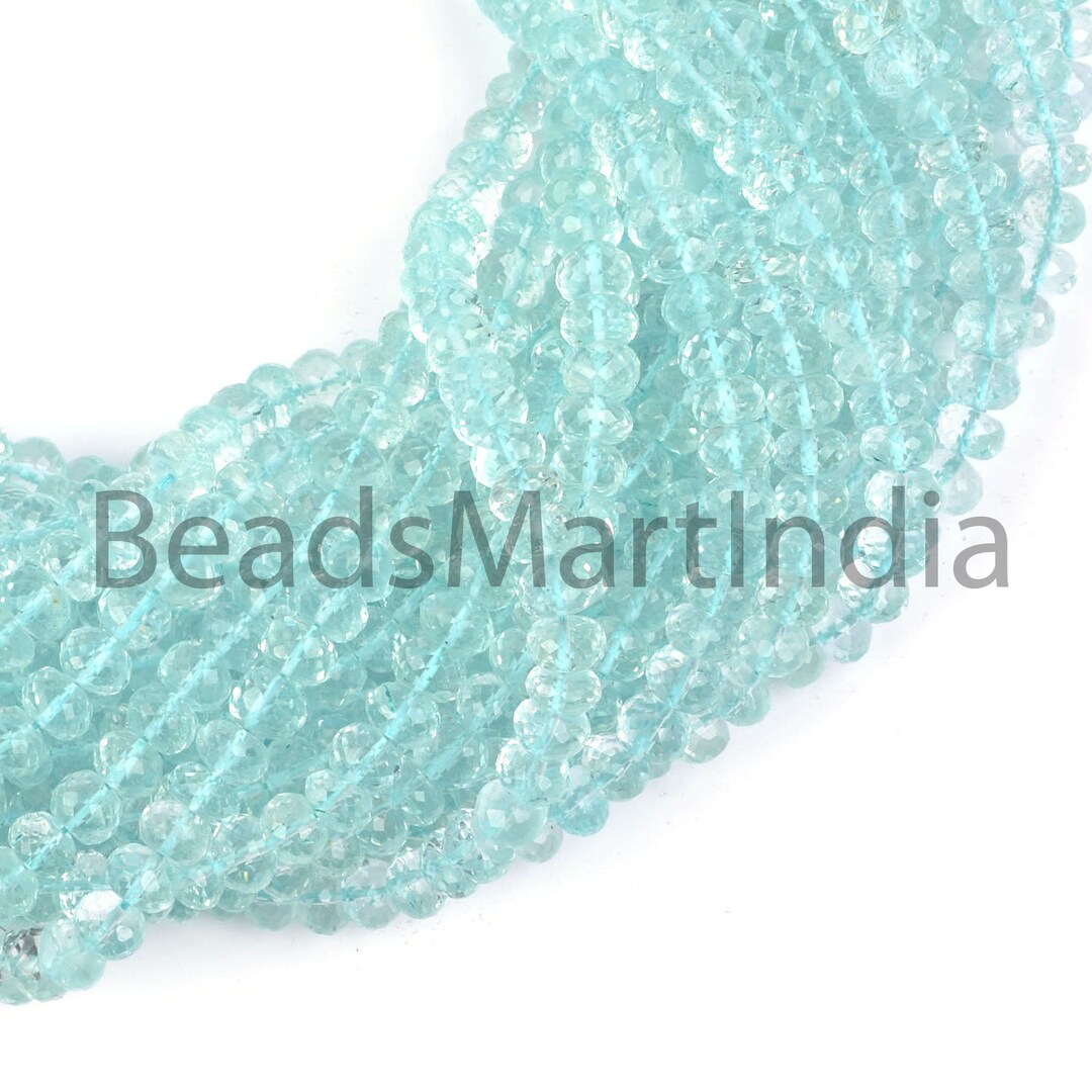 Natural Aquamarine Rondelle Shape Beads, Faceted Aquamarine Beads, 6 ...