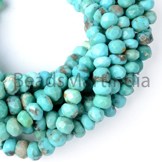 Arizona Turquoise Faceted Rondelle Gemstone Beads Natural Turquoise Wholesale Beads for Jewelry Making Turquoise Loose Beads Bulk Supplier Etsy