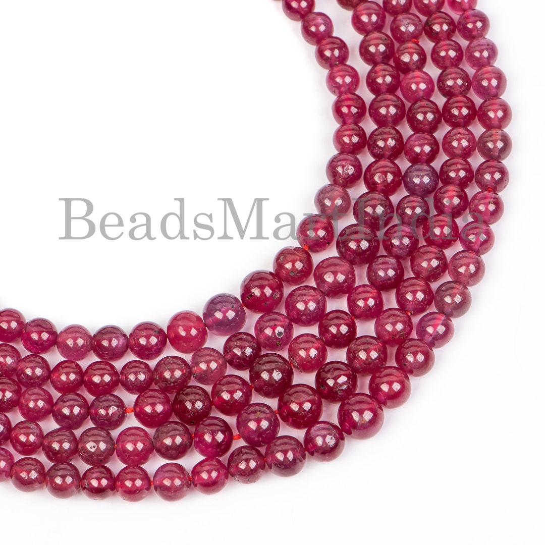 Ruby Plain Round Beads, Ruby Round Beads, Plain Ruby Beads, Ruby Beads ...