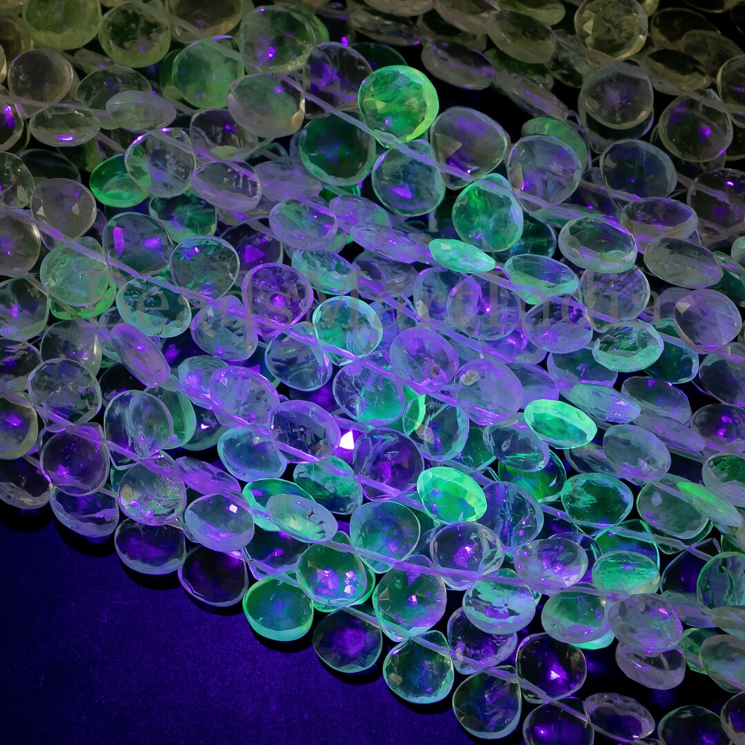 Extremely Rare Hyalite Opal Faceted Heart Gemstone Beads, Fluorescent ...