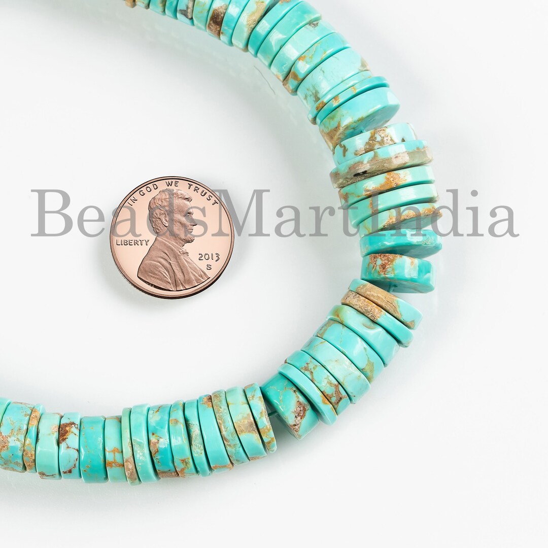 Natural Turquoise Heishi Beads, Turquoise Gemstone Tyre Shape Beads ...