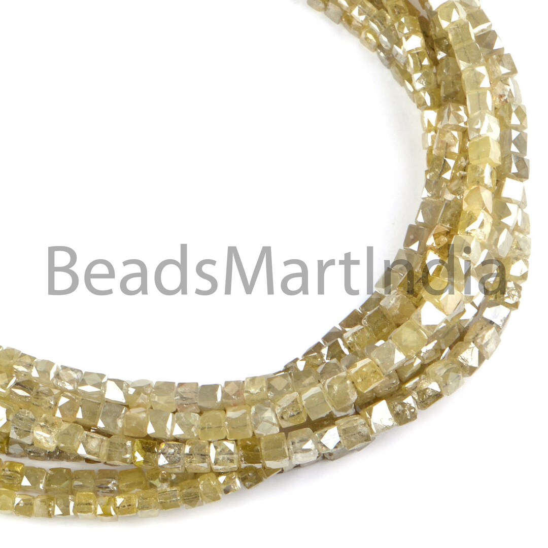 Natural Yellow Diamond Faceted Square Shape Beads, Diamond Faceted ...