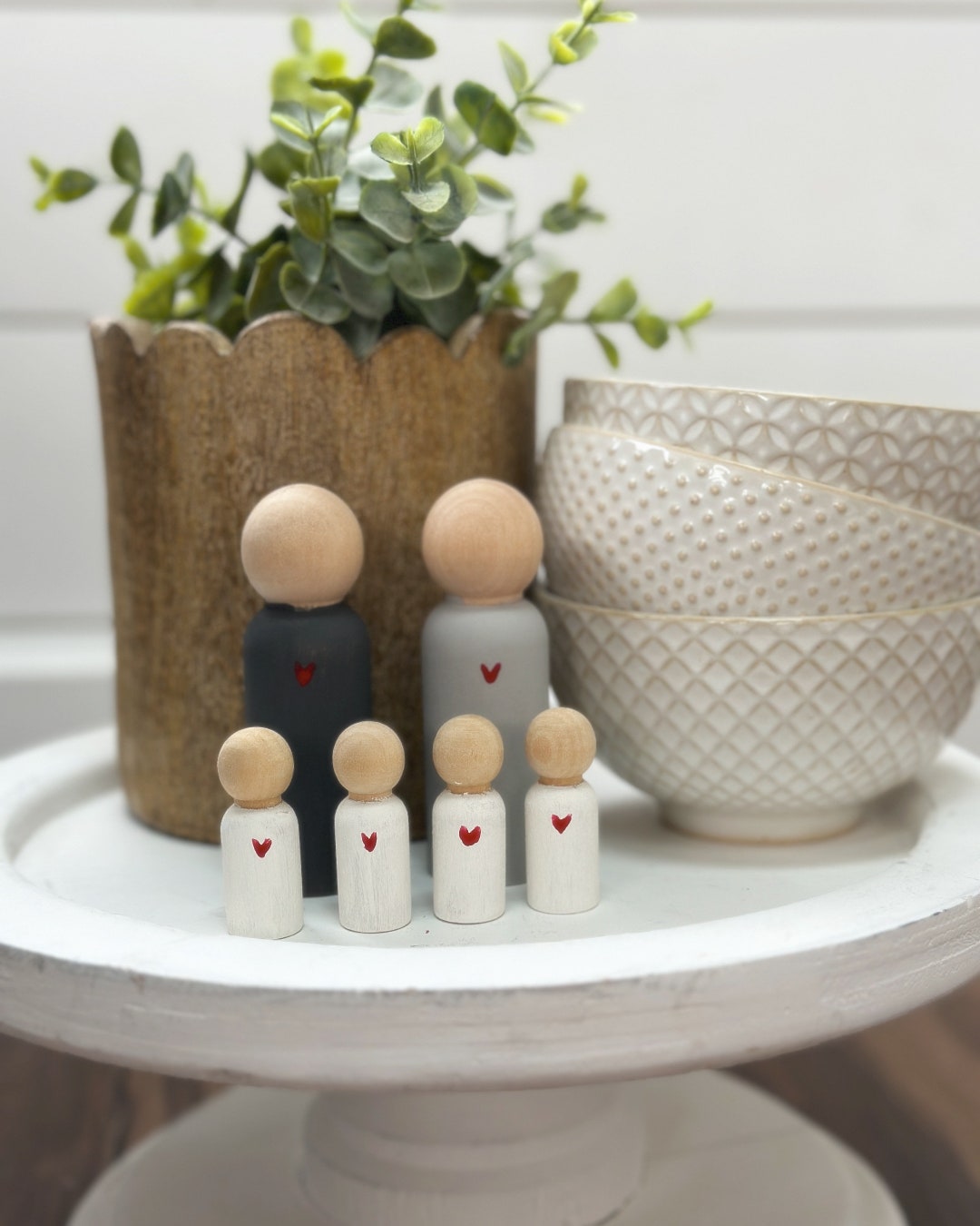 Hand Painted Minimalist Peg Family - Etsy