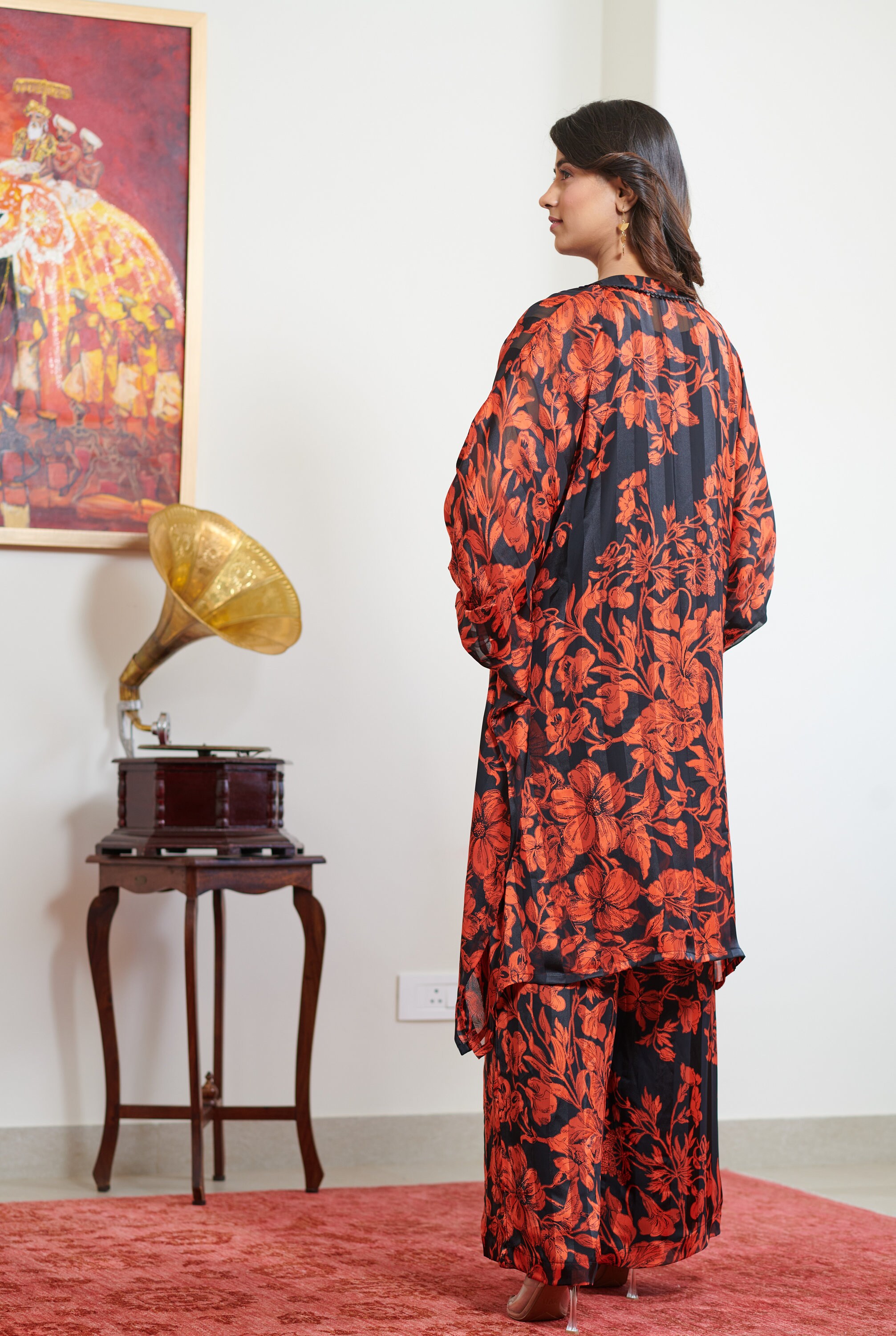 Cord Set, Imported Georgette, and Silk Striped Floral Co-ord Set, Flowy ...