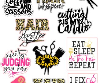Hair Stylist Vinyl Sticker Sheet3 11 Stickers - Etsy